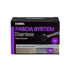 Deckfast Fascia Screws - 100 Blister Pack Warm Gray 305 Stainless Steel #9 x 1-7/8"