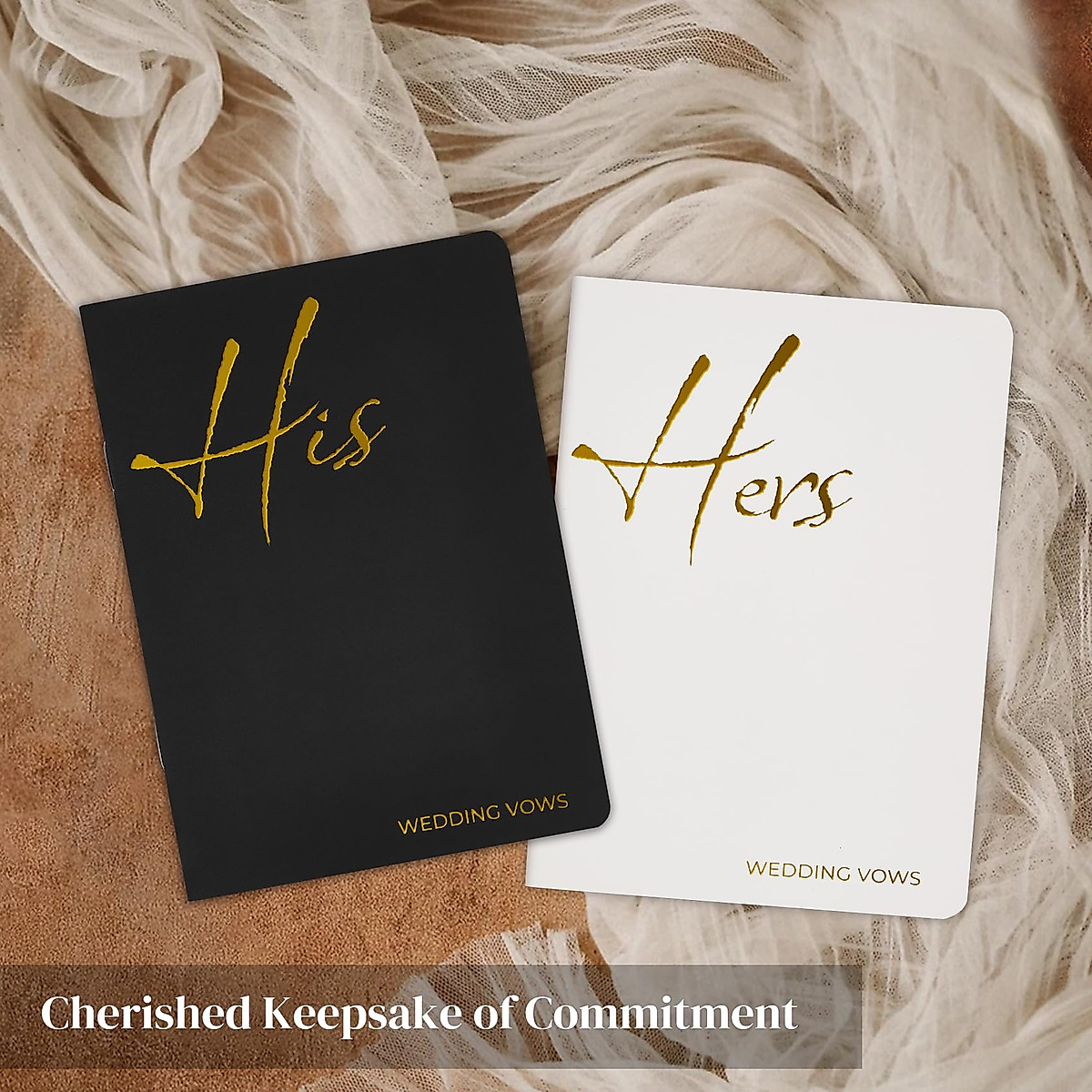 CICPAP Vow Books His and Hers, Wedding Vow Books with Gold Foil Lettering for Your Wedding, Perfect Wedding Present for Keepsake-Black&White