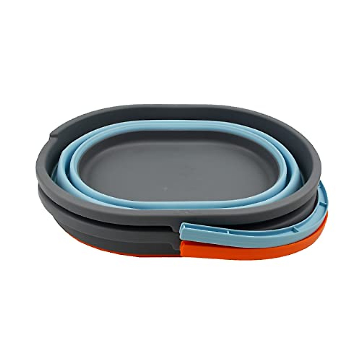 SAMMART 11L (2.9 Gallon) Collapsible Basket with Handle - Portable Outdoor Picnic Basket/Crater - Foldable Shopping Bag - Space Saving Storage Container (Sea Angel + Orange)