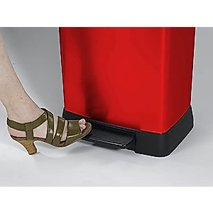 CURVER Metal Effect Kitchen One Touch Deco Bin, Red, 50 Litre