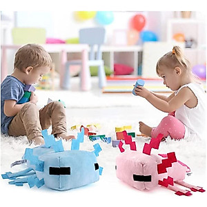 Yipeizi Axolot Plush Plush Stuffed Toy Soft Throw Pillow Decor for Video Game Fans, Perfect for Kids Birthday Party, Halloween, Christmas, Games, Kids Student Gifts (Blue and Pink)