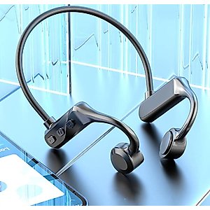 True Bone Conduction Concept Bluetooth Headset - Does Not Enter The Ear - Lightweight Body Design - Waterproof - for Sports Running Workout (Black)