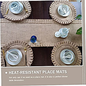 Cabilock 2pcs Braided Insulated Weave Style Woven Cotton Drinks Party Non- Dinner Placemat Decors Table for Rustic Non Coasters Adornments Wedding Placemats Dishes Retro Jute Dish Mats