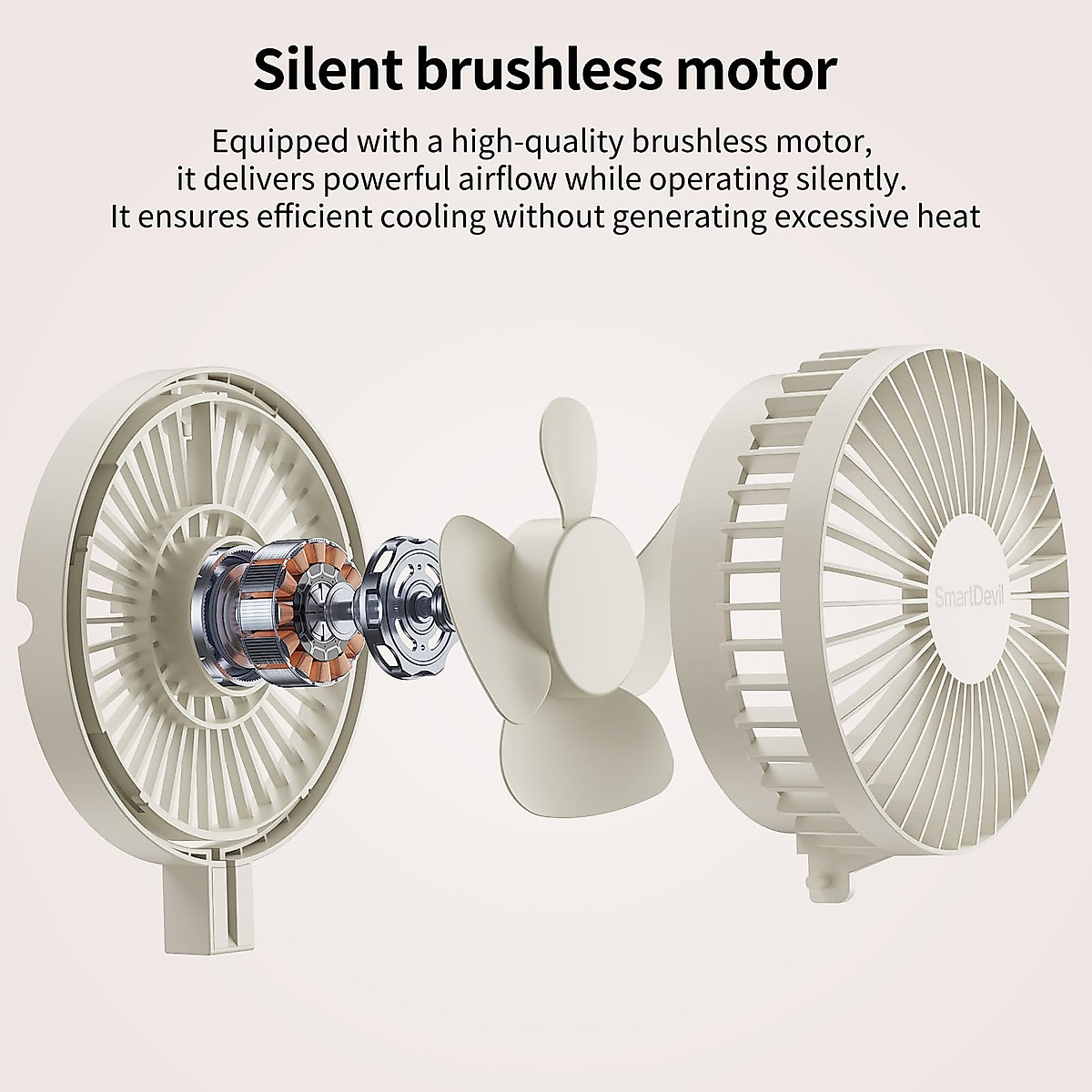 SmartDevil USB Desk Fan, 2 Speeds Small Personal Desk Fan, 90° Rotate Portable Foldable Mini Desktop Table Fan, Strong Wind, Quiet Operation, for Home Office Car Outdoor Travel (Light Gray)