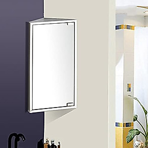 TEmkin Mirror Cabinets Triangular Bathroom Storage Cabinet Wall-Mounted Wall-Mounted Medicine Cabinet Brushed Stainless Steel Three-Layer Shelf with Mirror