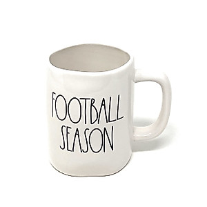 Rae Dunn FOOTBALL SEASON White Glossy Ceramic Coffee Tea Mug Cup