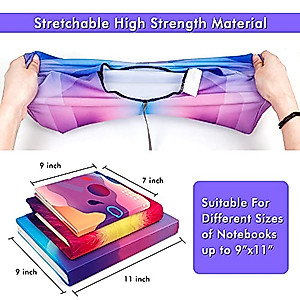 Neon Pattern Book Covers, Feela 7 Pack Stretchable Jumbo Fabric Book Covers, Washable Durable Reusable Nylon Book Covers, for Hardcover Textbooks Notebooks up to 9”x11”
