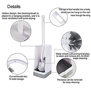 Marbarsse Bathroom Toilet Bowl Brush and Holder, Curved Design Toilet Brush for Deep Cleaning Under Rim, Best Toilet Brush Set, Easy Handy CompactToilet BowlCleaner Brush for Bathroom, 2 Pack