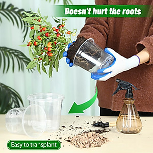 TAQIXI 48 Pack 7/6/5/3.5 Inch Clear Plastic Pots for Plants, Clear Nursery Pots with Drainage Holes, Reinforced Plastic Nursery Pots Variety Pack