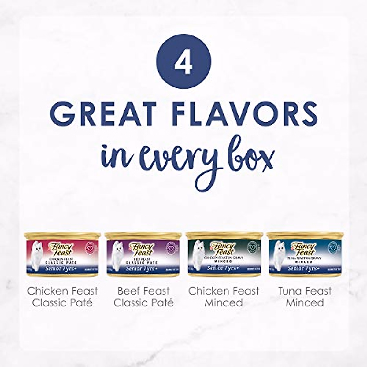 Purina Fancy Feast High Protein Senior Wet Cat Food Variety Pack, Senior 7+ Chicken, Beef & Tuna Feasts - (2 Packs of 12) 3 oz. Cans