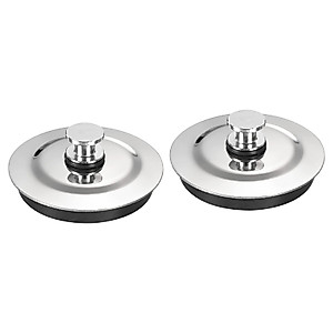 MECCANIXITY 52mm I.D. Sink Drain Cover, 2 Pack Stainless Steel Seal Plug Water Stopper with Handle for Kitchen Bathroom Bathtub, Silver Tone Black (Fit 53-54mm Mouth)