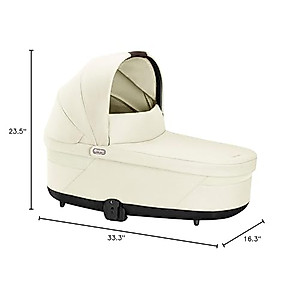 Cybex Balios Cot S Lux Baby Bassinet - Integrated Easy-Carry Handle, Sun Canopy & Spacious, Cozy Interior, Compatible with Cybex Balios S Lux Stroller, Seashell Beige