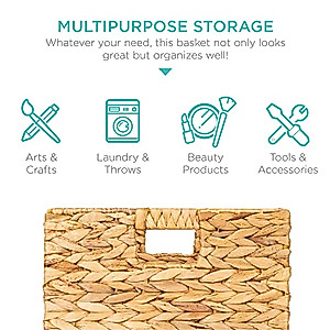 Best Choice Products 12x12in Hyacinth Baskets, Rustic Set Of 5 Multipurpose Collapsible Storage Organizer, Handwoven Laundry Totes for Bedroom, Living Room, Bathroom, Shelves w/Inserts - Natural