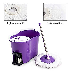 Goplus 2 Pieces Mop Replacement Head Spin Microfiber Magic Mop Refill 360° Spinning