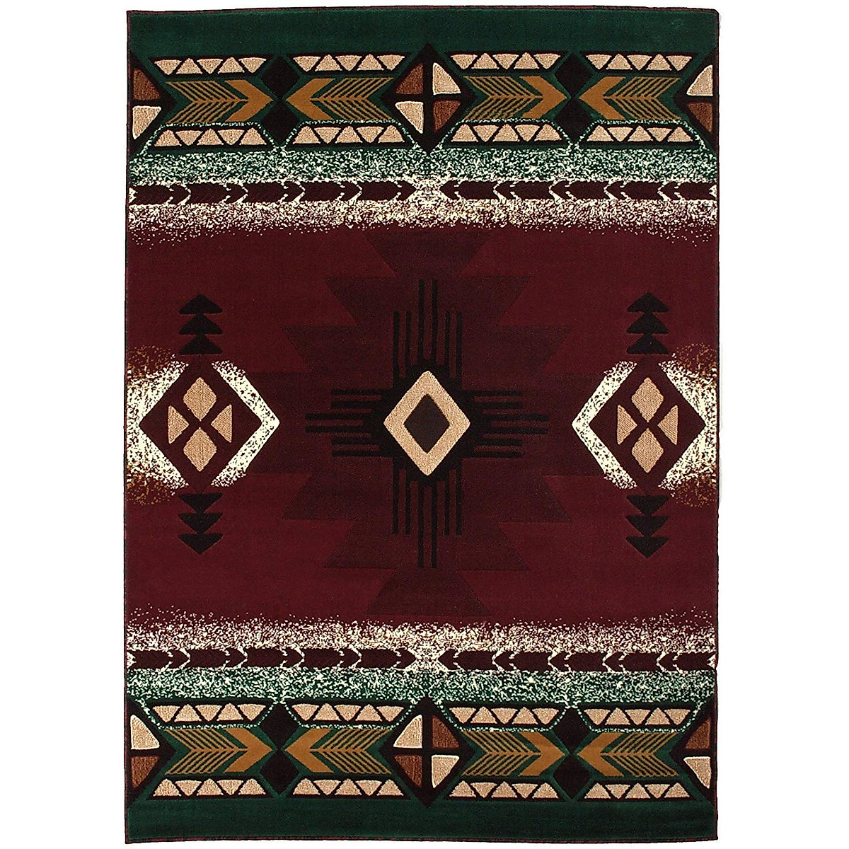 Champion Rugs Native American Navajo Aztec Indian Navajo Aztec Burgundy Area Rug (8 Feet X 10 Feet)