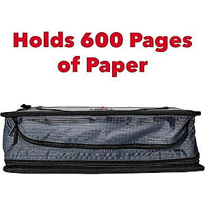 Case-it The Mighty Zip Tab Zipper Binder - 3 Inch O-Rings - 5 Color Tab Expanding File Folder - Multiple Pockets - 600 Sheet Capacity - Comes with Shoulder Strap - Deep Purple D-146