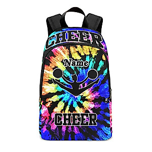 SunFancyCustom Tie Dye Cheer Cheerleader Backpack Bookbags Laptop Bag Casual Travel Daypack for Camping Shopping