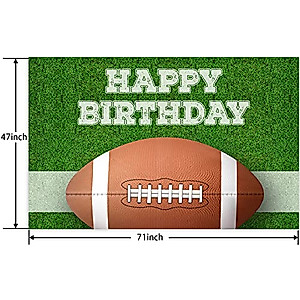 American Football Happy Birthday Decorations Banner Backdrop Rugby Players Sports Touchdown Theme Favors Supplies Decor for Fan Man Boy 1st Birthday Party Baby Shower Flag Background