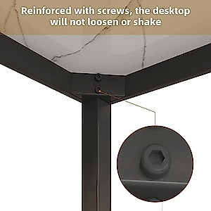 YOFE Dining Table Set for 6, Kitchen Table with 6 Chairs,Faux Marble Tabletop & 6 Leather Upholstered Chairs for Dining Room,Kitchen, Dinette, Breakfast Nook