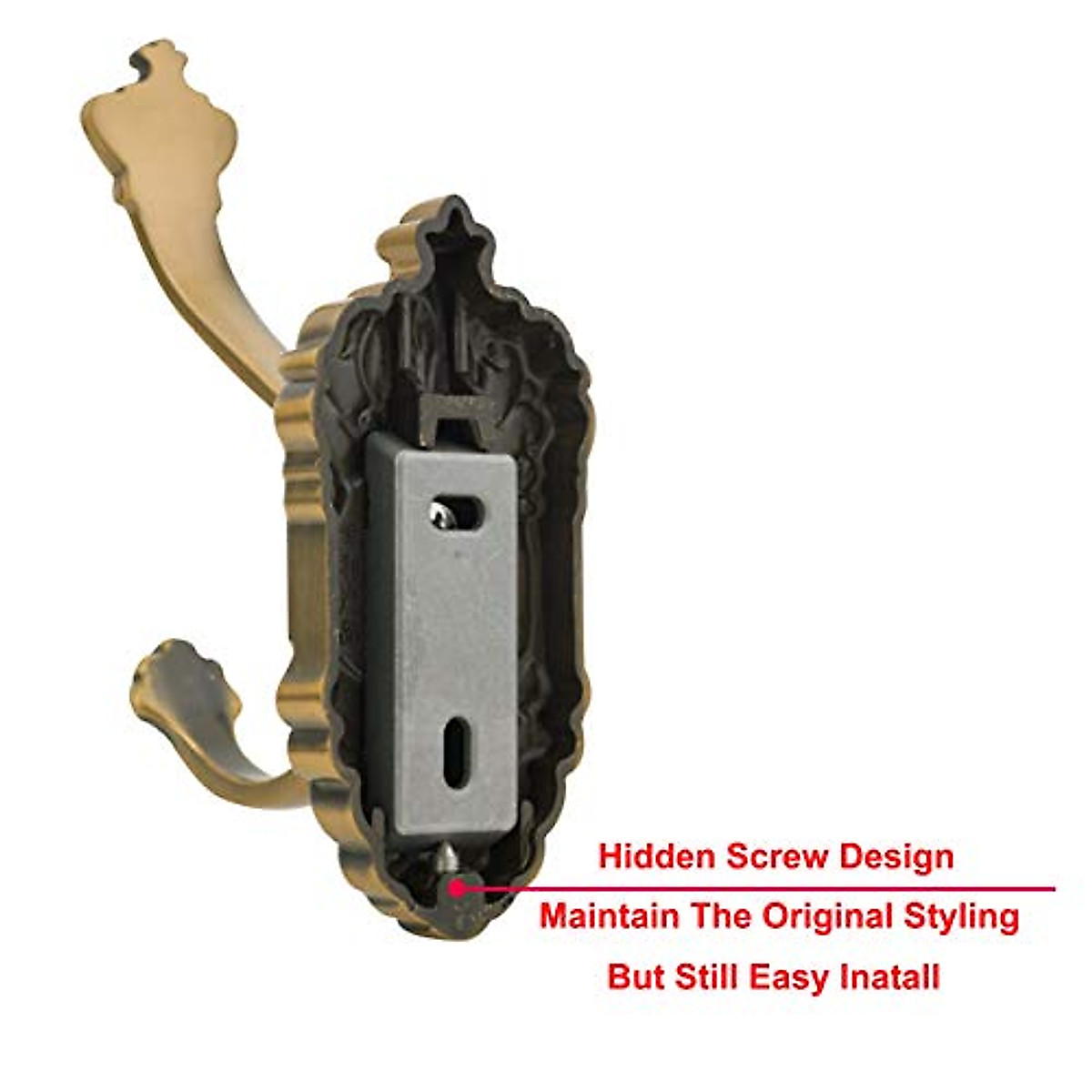 SDH Rustic Coat Hooks - Wall Mounted Towel Hooks - Aluminum Heavy Duty Wall Hooks for Hanging Coats Purse Bags & Clothes in Bathroom & Hallway, Crown Themed Pack of 2 Antique Brass Utility Hooks