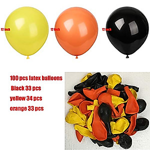 Latex balloons 100 Pack 12 inch yellow,Black,orange