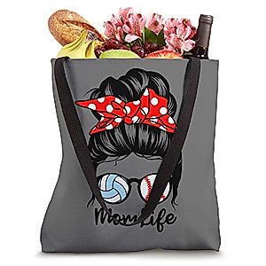 Mom Life Messy Bun Hair Funny Baseball Volleyball Mom Tote Bag