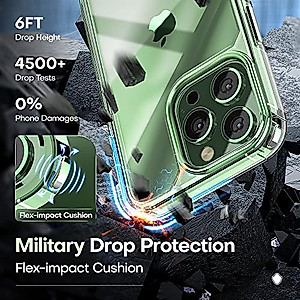 TAURI 5 in 1 Designed for iPhone 13 Pro Max Phone Case, with 2 Tempered Glass Screen Protector + 2 Camera Lens Protector, [Not-Yellowing] Shockproof Slim Cover Military Grade Drop Protection - Clear