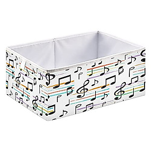 Kigai Music Notes Cube Storage Bins - 11x11x11 in Large Foldable Cubes Organizer Storage Basket for Home Office, Nursery, Shelf, Closet