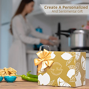 Recipe Box With Cards And Dividers - 50 4x6 Lemon Recipe Cards, Covers & Personalized DIY Book - Large 5x7 Acacia Wooden Recipe Card Holder Set - Engraved Farmhouse Wood Boxes & Organizer for Recipes