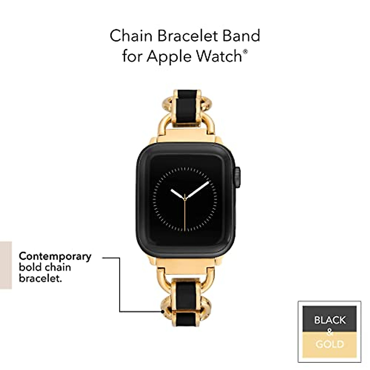 Anne Klein Fashion Chain Bracelet for Apple Watch, Secure, Adjustable, Apple Watch Replacement Band, Fits Most Wrists