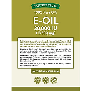 Nature's Truth Vitamin E Oil for Skin 30,000 IU | 100% Pure | 4 oz | Lemon Scented | GC/MS Tested