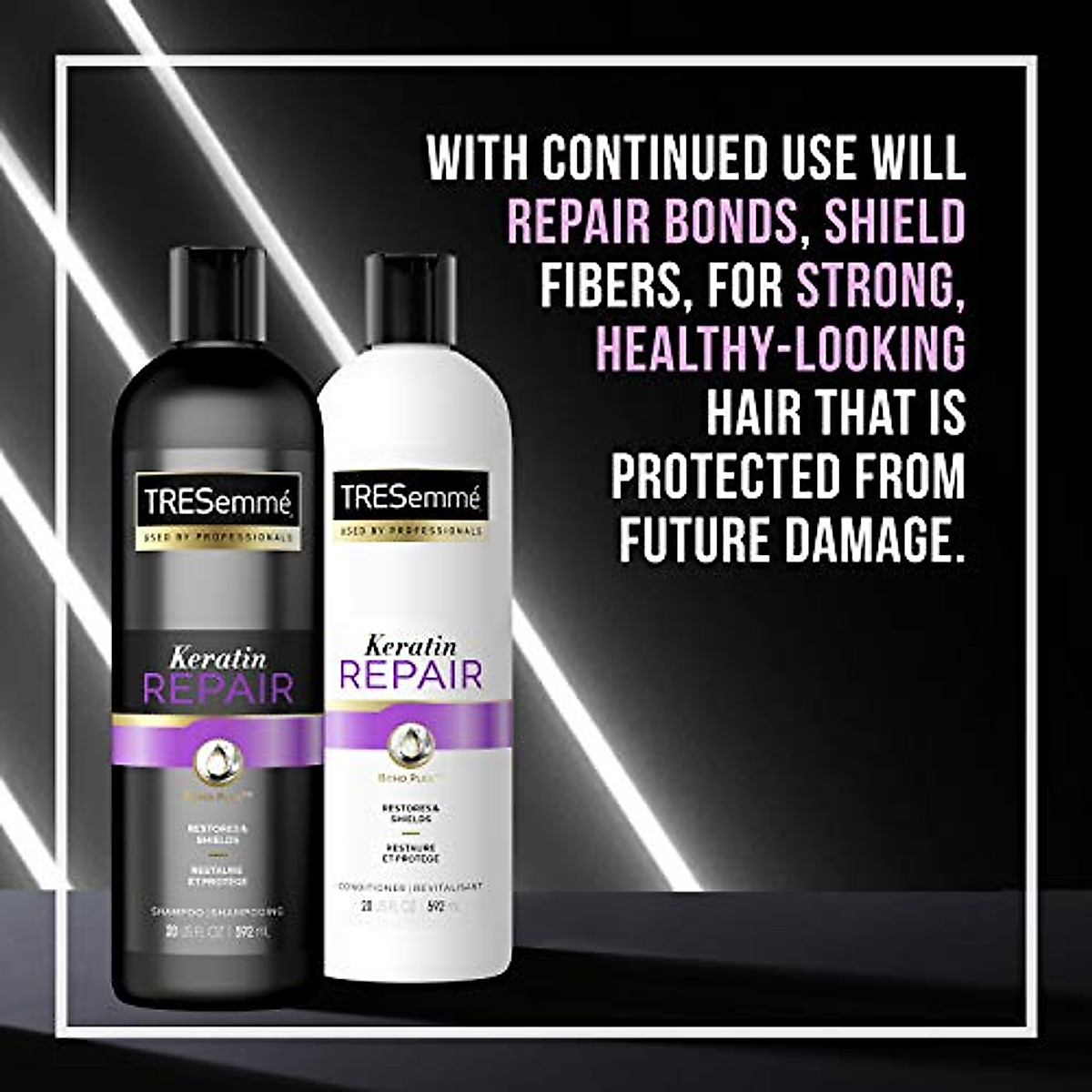 TRESemmé Shampoo for Damaged Hair Keratin Repair Restores and Shields Hair from Damage 20 oz