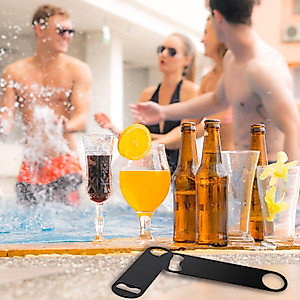 ZCYSRLQIN 30 Pcs Flat Bottle Opener 7 Inch Black Stainless Steel Beer bottle Openers Heavy Duty Bar Blade Solid Bottle Cap Opener Funny Bartender Bottle Opener for Kitchen Restaurant Party Supplies