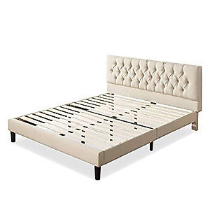 ZINUS Misty Upholstered Platform Bed Frame, Mattress Foundation, Wood Slat Support, No Box Spring Needed, Easy Assembly, Taupe, King