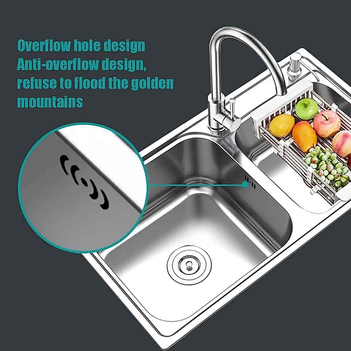 YOtat Stainless Steel Sink Sink Set, Kitchen Taichung, Undercounter Basin, Sink, Sink, Double-Bath Composite Practical Sink, Anti-Scratch Sink