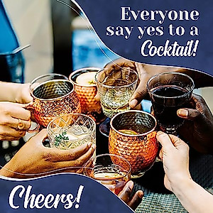 Kitchen Science Moscow Mule Mugs, Stainless Steel Lined Copper Moscow Mule Cups Set of 6 (18oz) | Stainless Steel Mug w/New Thumb Rest | Tarnish-Resistant Steel Interior (2 - Set of 6)