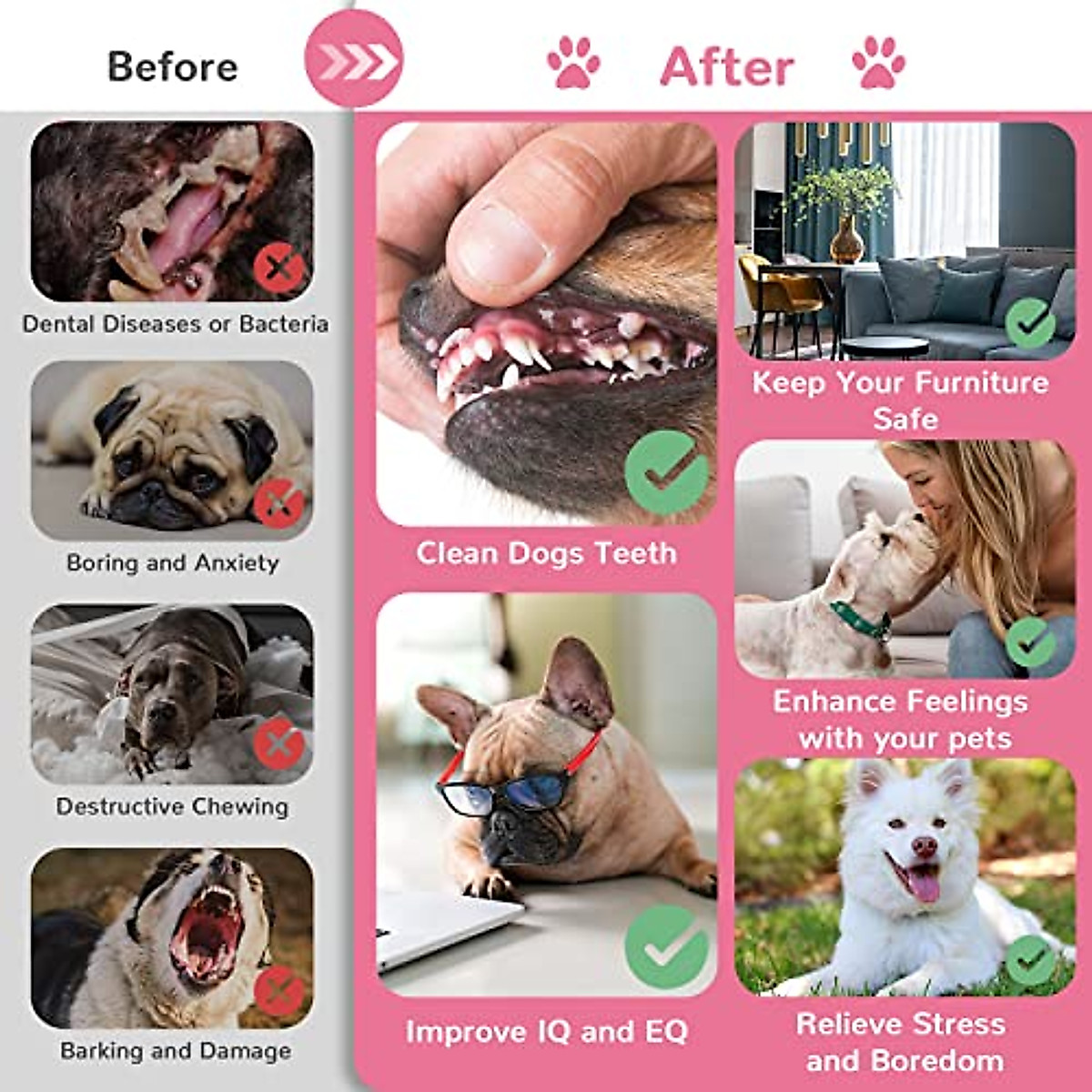 TENGZHI 6 Pack Dog Toys for Small Dog Pink Soft Rubber Puppy Toys for Teething Funny Slippers Ball Donut Interactive Set for Small Dog Teething Toys Pet Puppy Toys Set