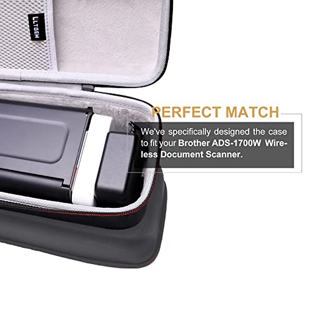 LTGEM EVA Hard Case for Brother ADS-1250W / ADS-1700W / ADS-1200 Wireless Document Scanner - Protective Carrying Storage Bag