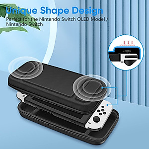 Fintie Carrying Case for Nintendo Switch OLED Model 2021/Switch 2017, [Shockproof] Hard Shell Protective Cover Travel Bag with 10 Game Card Slots & Inner Pocket, Black