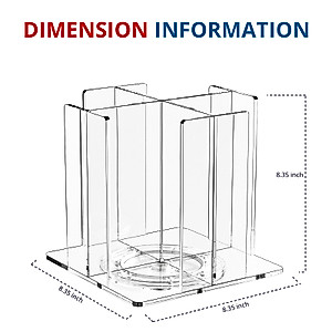 KOTEMON Cup and Lid Holder, 4 Compartment, Square | Rotating Coffee Cup Dispenser Lid Carousel for Restaurant, Buffet, Coffee Station, Bar, Countertop, Clear Acrylic