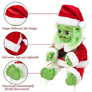 TRURENDI Christmas Plush Toy Green Furry Ghost Doll Cartoon Latex Ugly Doll Decorative Toys for Girls Boys, 7.87Inches (Red Black, 20cm)