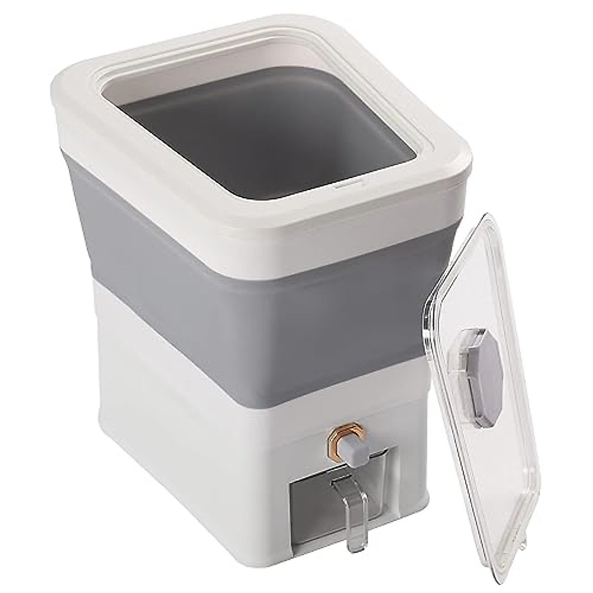 chuyouan Collapsible Dog Food Storage Container，Auto-Pet Food Container Foldable Cat Feed Storage Bin with Clear Lid Measuring Cups (25 LB)