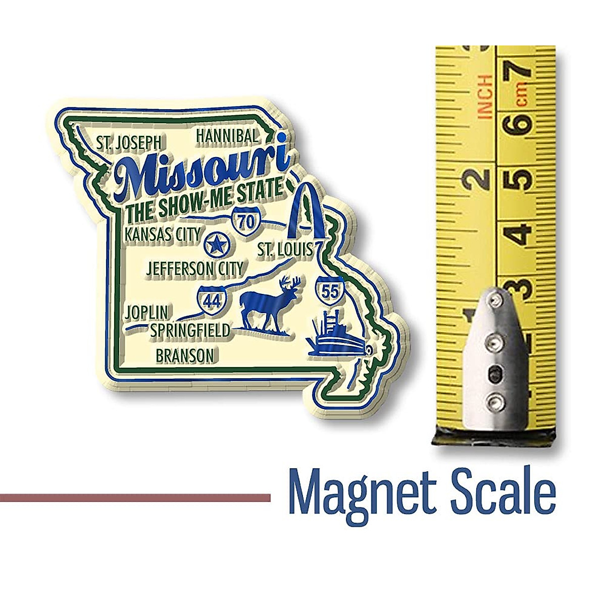 Missouri Premium State Magnet by Classic Magnets, 2.6" x 2.3", Collectible Souvenirs Made in The USA