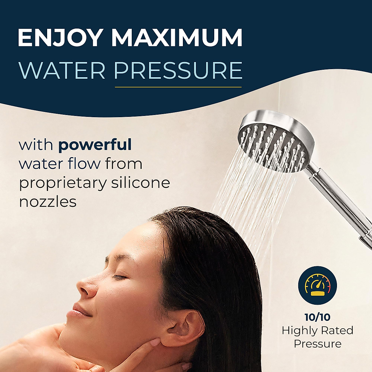 HammerHead Showers® ALL METAL LOW FLOW Handheld Shower Head with Hose and Brass Holder - CHROME – Water Saving 1.75 GPM Detachable Shower Head - Adjustable Shower Wand Bracket & 6ft Hose