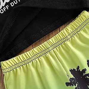 Nie Cuimeiwan Summer Toddler Baby Boy Clothes Beach Style Outfit MAMA'S Boy Sleeveless Vest Top+Coconut tree Shorts Set Suit 2Pcs