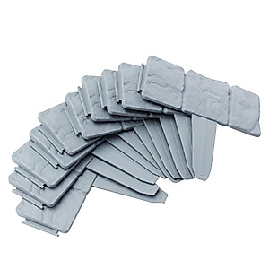 withwind Garden Edging BorderLawn Fence Plastic Cobblestone Effect Trimming 20 Packs of Foldable Stitching Gray