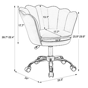 HOMEFUN Vanity Chair, Shell Chair with Wheels Cute Modern Desk Chair for Women Makeup Swivel Adjustable Roliing Chair for Bedroom, Beige