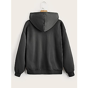 SOLY HUX Women's Zip Up Y2k Hoodies Jacket Star Print Graphic Drawstring Long Sleeve Sweatshirt Dark Grey Star M