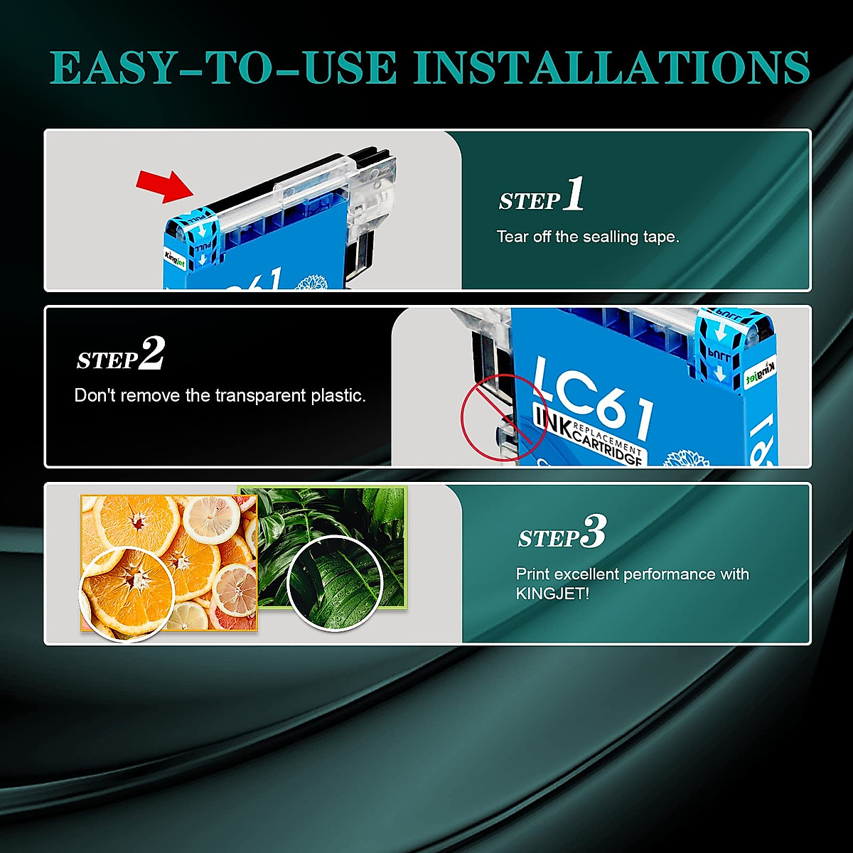 Kingjet Compatible Ink Cartridge Replacement for Brother LC61 LC 61 LC-61 for MFC-495CW MFC-490CW MFC-J615W MFC-5895CW MFC-J410W MFC-6490CW, MFC-6890CDW, 15 Pack (6 Black 3 Cyan 3 Magenta 3 Yellow)