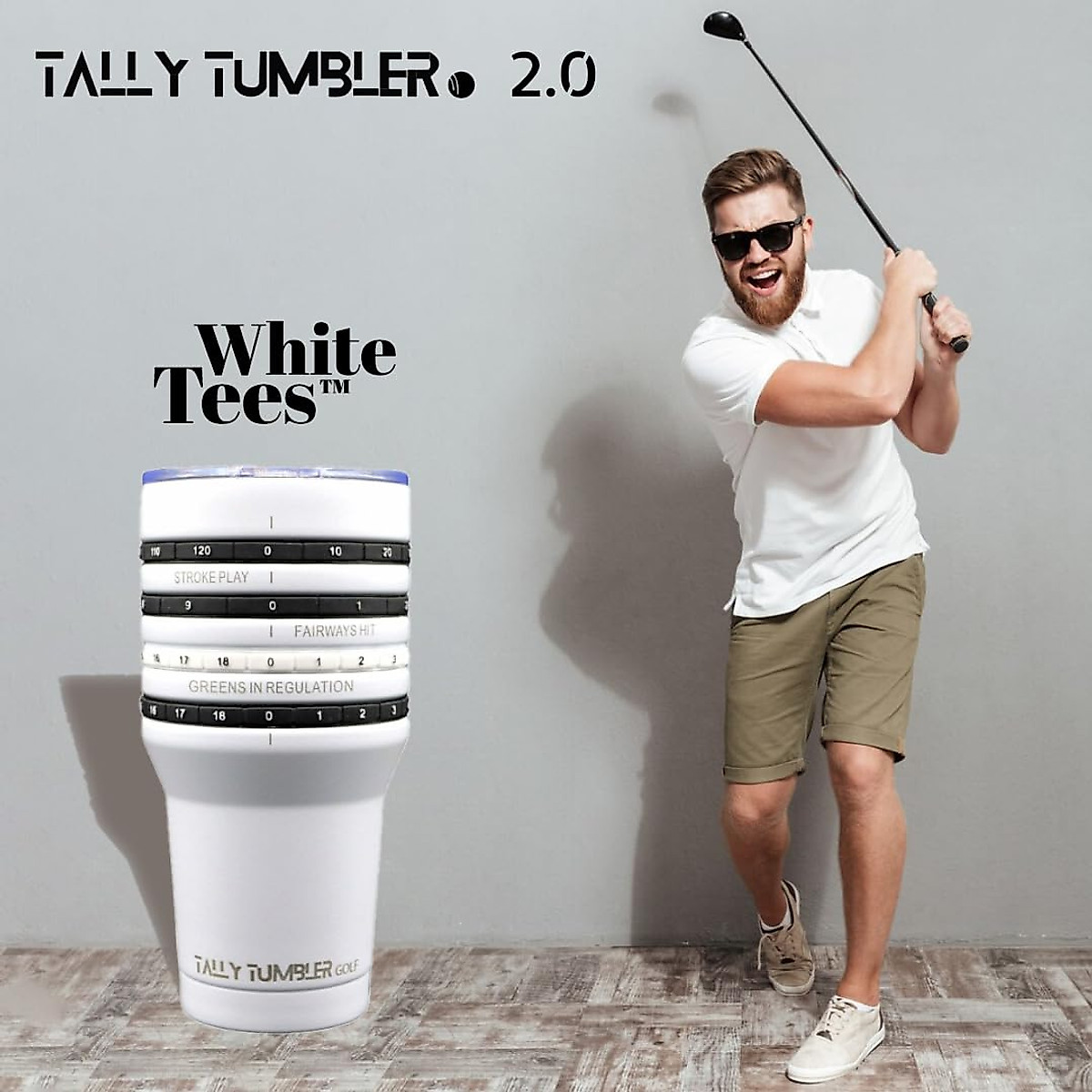 Tally Tumbler Golf Stainless Steel Cup, 30 oz Leak Proof Lid, Double Wall Insulation, Golf Tumbler with Score Keeping Counter used for strokes per hole, Greens in Regulation & Fairways Hit